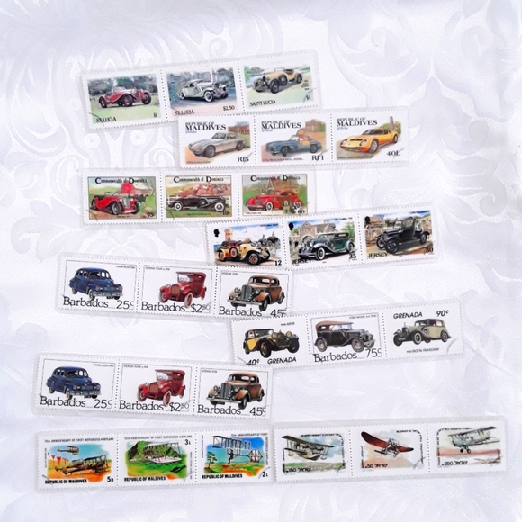 Art | Postage Stamp Bookmarks Antique Cars Planes Set Of Nine | Poshmark